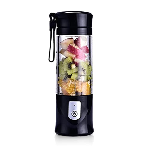 LLEY Portable Mini Travel Fruit USB Juicer Cup, Personal Small Electric Juice Mixer Blender Machine with 4000mAh Rechargeable Battery420ML Water Bottle Black