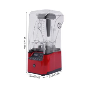 DNYSYSJ 2200W Professional Heavy-Duty Commercial Blender With Shield, Quiet Sound Enclosure, Timer, Red, Black, Clear