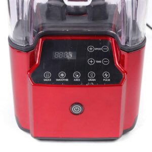 DNYSYSJ 2200W Professional Heavy-Duty Commercial Blender With Shield, Quiet Sound Enclosure, Timer, Red, Black, Clear