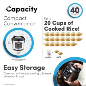 20-Cup (Cooked) Digital Rice Cooker and Food Steamer ARC-150SB (Renewed)