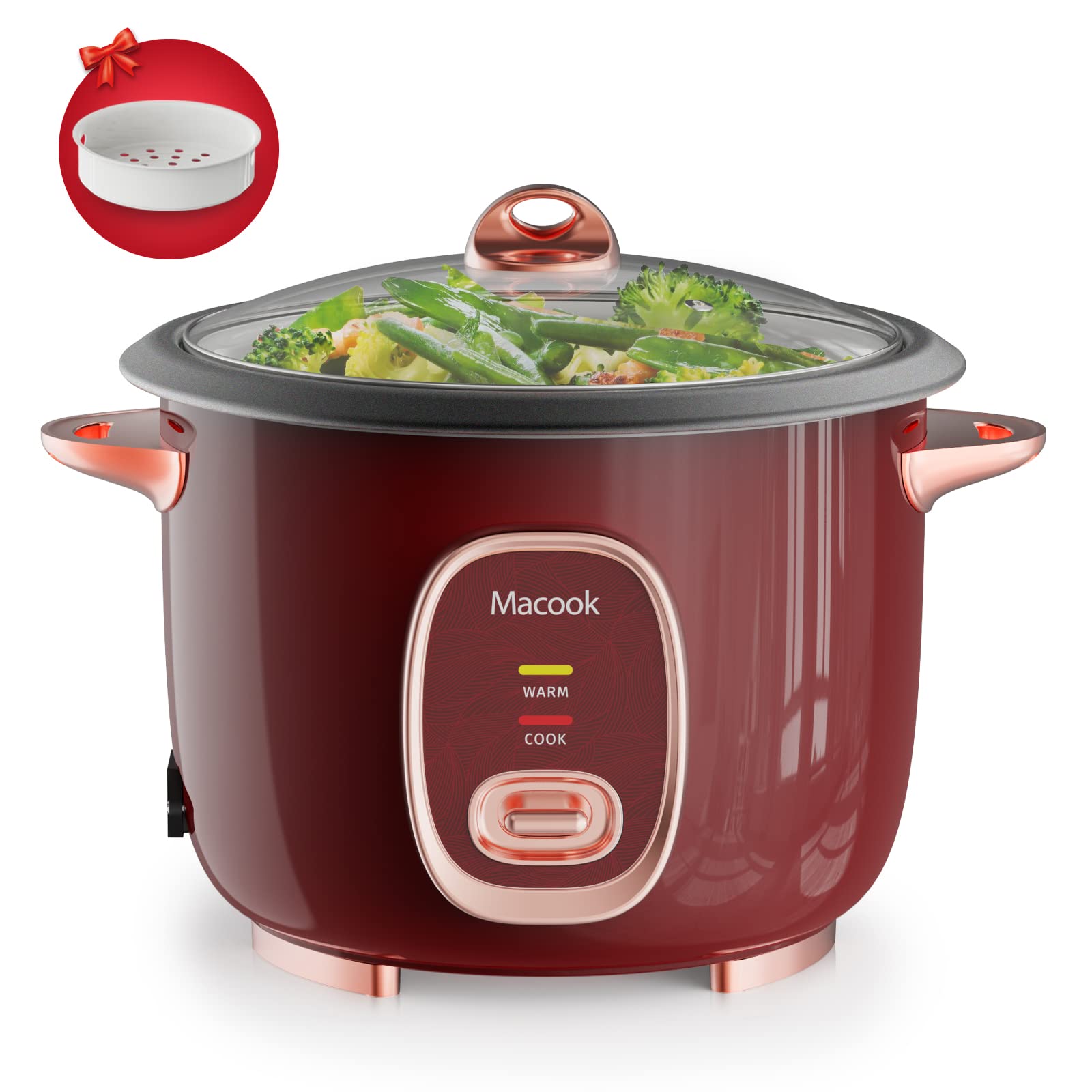 Macook Rice Cooker 10 Cups (uncooked) 20 cups Rice Cooker (cooked) Large rice Cooker Suitable for Families of 3-5, Red