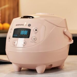 Reishunger Digital Mini Rice Cooker & Steamer, Pink with Keep-Warm Function & Timer - 3.5 Cups - Small Rice Cooker Japanese Style with Ceramic Inner Pot - 8 Programs - 1-3 People