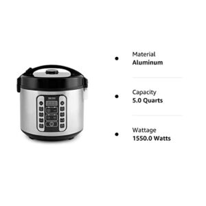 Aroma Housewares AROMA® Professional 20-Cup (Cooked) / 5Qt. Digital Rice Cooker, Steamer, and Slow Cooker Pot with 10 Smart Cooking Modes, Including Sauté-then-Simmer®