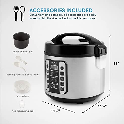 Aroma Housewares AROMA® Professional 20-Cup (Cooked) / 5Qt. Digital Rice Cooker, Steamer, and Slow Cooker Pot with 10 Smart Cooking Modes, Including Sauté-then-Simmer®