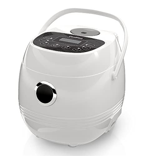 FEEKAA Small Rice Cooker 2 Cup, Mini Japanese Rice Cooker, 6-in-1 Portable Slow Cooker, Travel Rice Maker, Soup Maker, Stew Pot, Keep Warm & Delay Timer, White, 1.2L