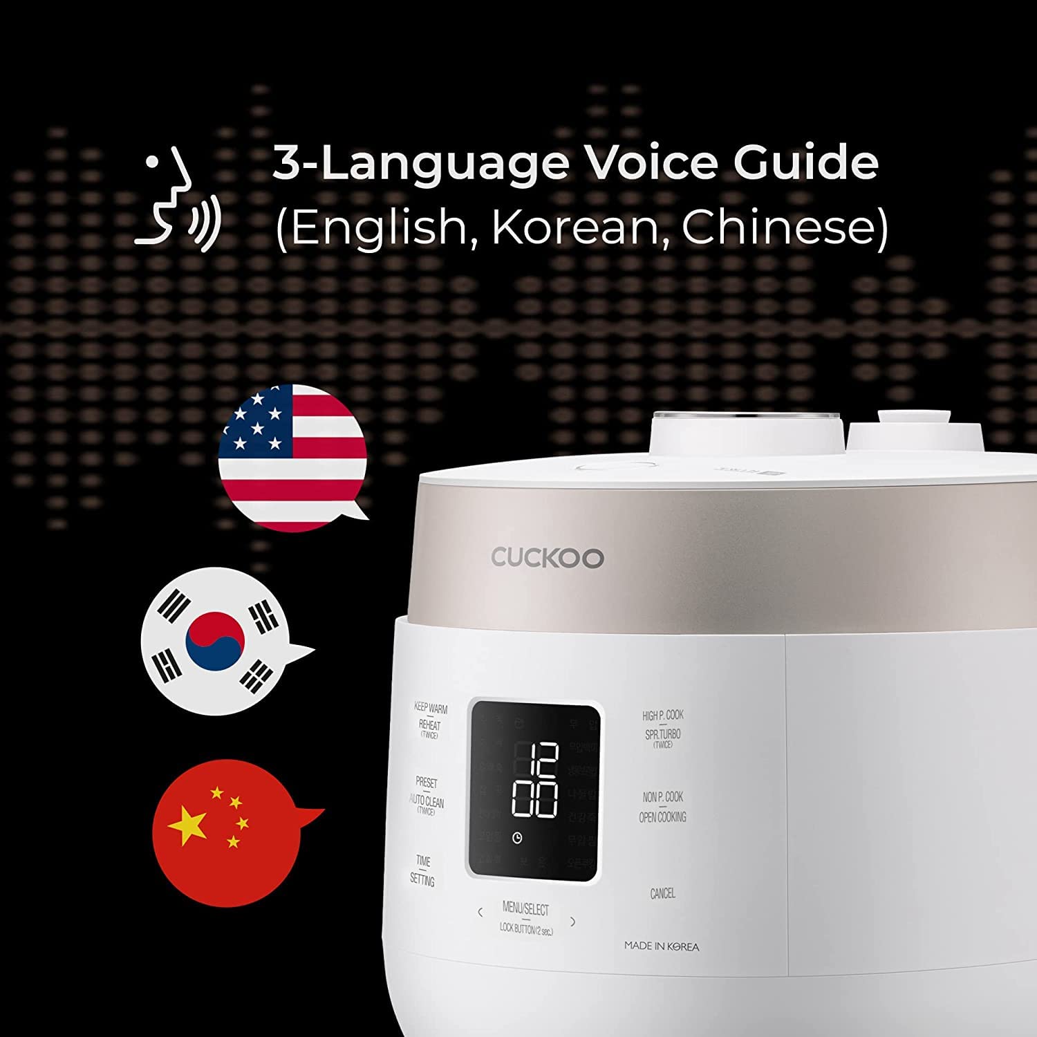 CUCKOO CRP-ST0609F | 6-Cup/1.5-Quart (Uncooked) Twin Pressure Rice Cooker & Warmer | 12 Menu Options: High/Non-Pressure Steam & More, Made in Korea | WHITE (6 CUP)