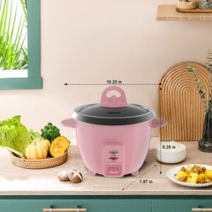 Mishcdea Small Rice Cooker 3 Cups Uncooked, Electric Mini Rice Cooker with Food Steamer Basket, Removable Nonstick Pot, 12H Automatic Keep Warm, for Rice, Soups, Stews, Grains, Oatmeal - White