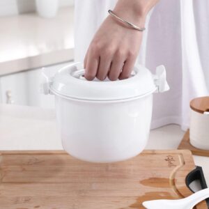 Microwave Rice Cooker Rice Steamer: Round Microwave Food Container Microwaveable Rice Pasta Cooker Microwave Rice Steamer for Rice Chicken Pasta