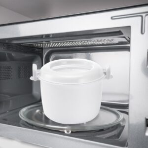 Microwave Rice Cooker Rice Steamer: Round Microwave Food Container Microwaveable Rice Pasta Cooker Microwave Rice Steamer for Rice Chicken Pasta