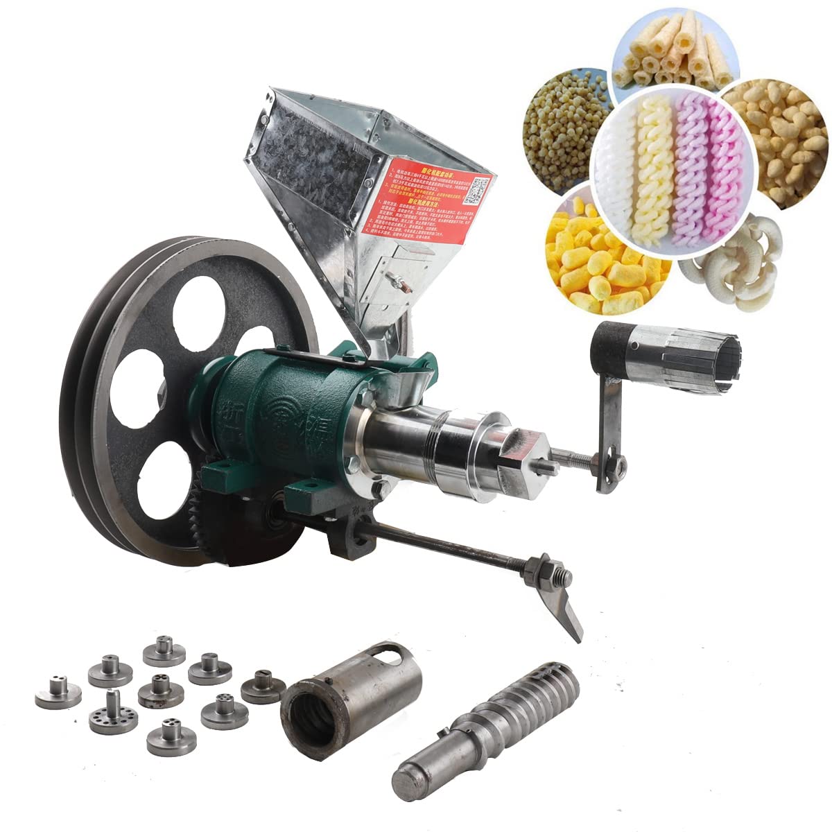 Puffed Food Extruder Rice Corn Puffing Extrusion Machine Multi Function Puff Snack Machine for Making Cornflakes, Hollow Sticks Made of Corn and Rice for Street Stall