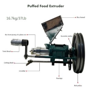 Puffed Food Extruder Rice Corn Puffing Extrusion Machine Multi Function Puff Snack Machine for Making Cornflakes, Hollow Sticks Made of Corn and Rice for Street Stall