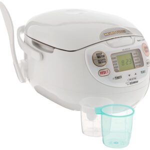 Zojirushi CD-LFC30 Panorama Window Micom Water Boiler and Warmer, 101 oz/3.0 L, White & NS-ZCC10 Neuro Fuzzy Rice Cooker, 5.5-Cup, White