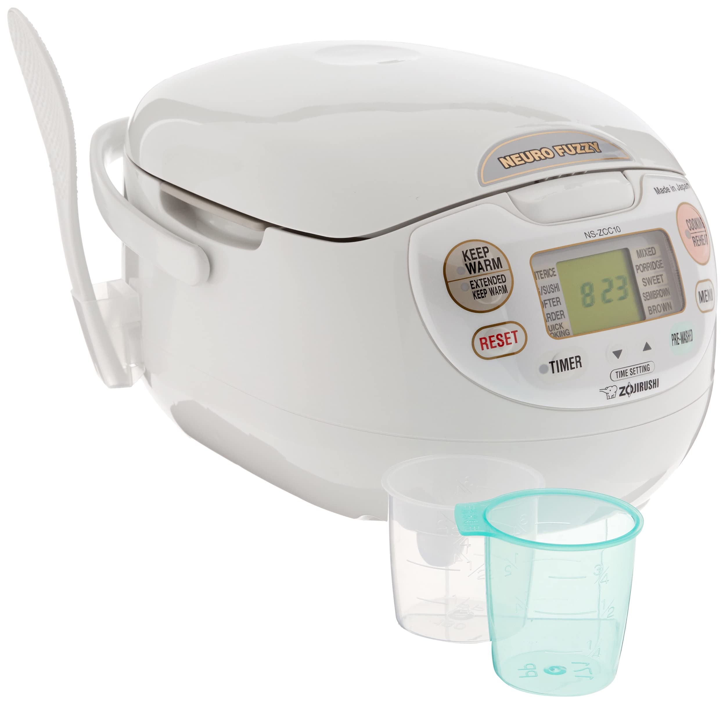 Zojirushi CD-LFC30 Panorama Window Micom Water Boiler and Warmer, 101 oz/3.0 L, White & NS-ZCC10 Neuro Fuzzy Rice Cooker, 5.5-Cup, White