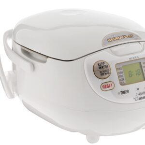 Zojirushi CD-LFC30 Panorama Window Micom Water Boiler and Warmer, 101 oz/3.0 L, White & NS-ZCC10 Neuro Fuzzy Rice Cooker, 5.5-Cup, White