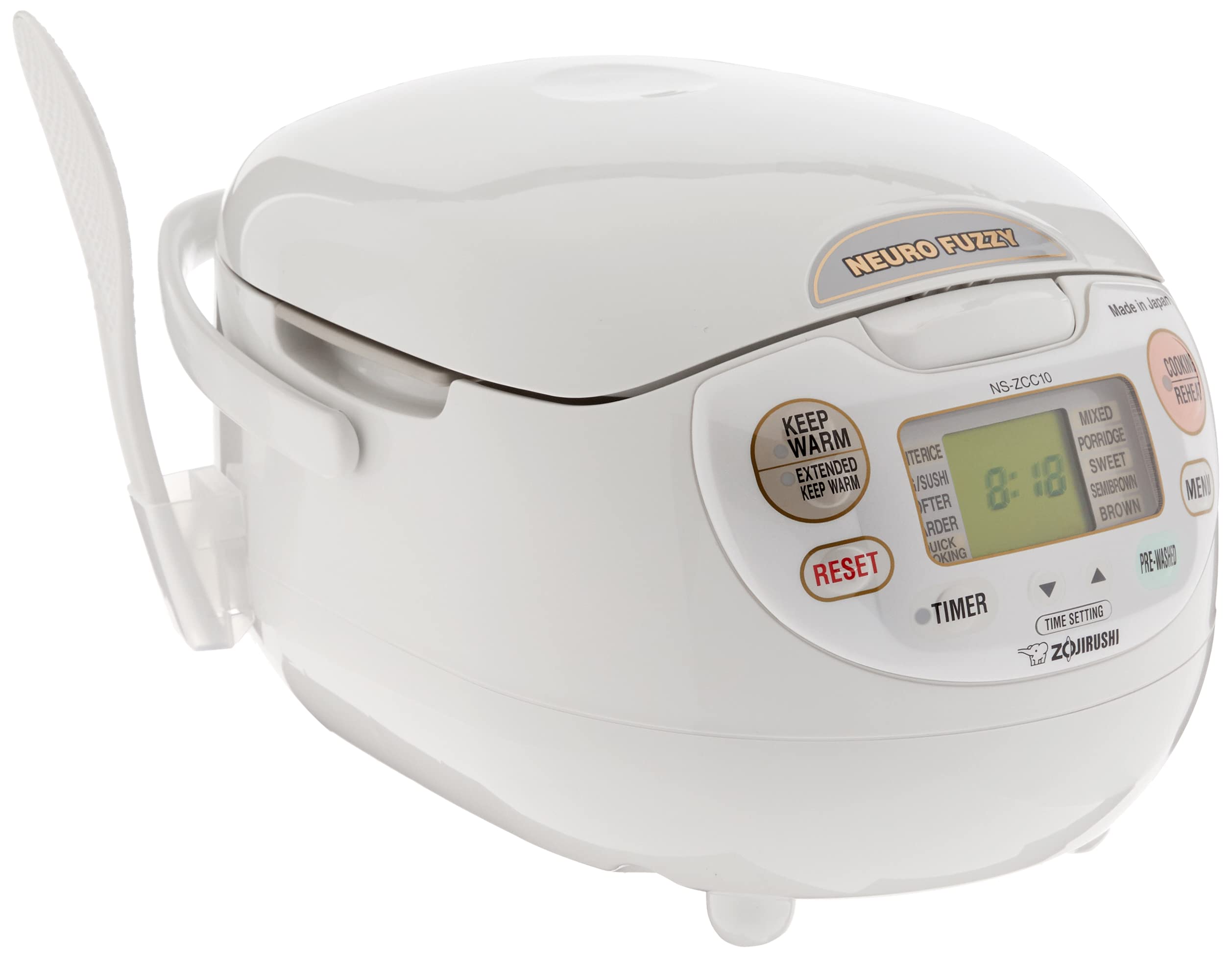 Zojirushi CD-LFC30 Panorama Window Micom Water Boiler and Warmer, 101 oz/3.0 L, White & NS-ZCC10 Neuro Fuzzy Rice Cooker, 5.5-Cup, White