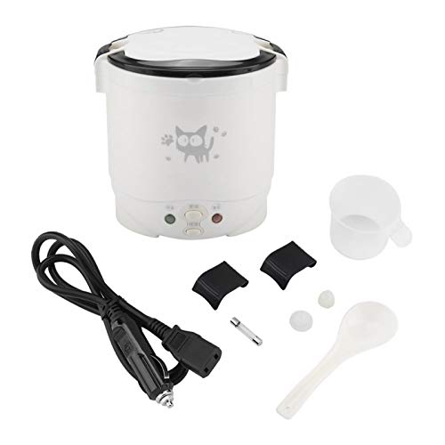 Omabeta Portable Rice Cooker for Travel Mini 12V 100W 1L Electric Portable Multifunctional Rice Cooker Food Steamer for Cars Can be Used As Electric Lunch Box(white)