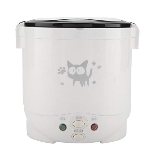 Omabeta Portable Rice Cooker for Travel Mini 12V 100W 1L Electric Portable Multifunctional Rice Cooker Food Steamer for Cars Can be Used As Electric Lunch Box(white)