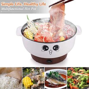 4-In-1 Multifunction Electric Stainless Steel Non-Stick Hot Pot Cooker 2.3L Portable Skillet Grill Pot Heating Pan for Noodles Cook Rice Soup