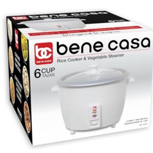 Bene Casa - Rice Cooker with Glass Lid - Includes Nonstick Aluminum Inner Pot and a 12 Hour Keep Warm Feature - Cooks Up to 12 Cups of Rice (6 Cups Uncooked)