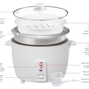 Bene Casa - Rice Cooker with Glass Lid - Includes Nonstick Aluminum Inner Pot and a 12 Hour Keep Warm Feature - Cooks Up to 12 Cups of Rice (6 Cups Uncooked)