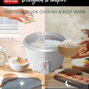 Bene Casa - Rice Cooker with Glass Lid - Includes Nonstick Aluminum Inner Pot and a 12 Hour Keep Warm Feature - Cooks Up to 12 Cups of Rice (6 Cups Uncooked)