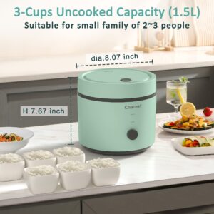 CHACEEF Rice Cooker 3-Cups Uncooked, 1.5L Small Rice Cooker & CHACEEF Travel Electric Kettle, 350ml Small Portable Kettle with 304 Stainless Steel