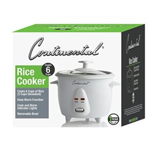 Continental Electric CE23201 6 Cooker, uncooked rice, 3-Cup (Cooked), White