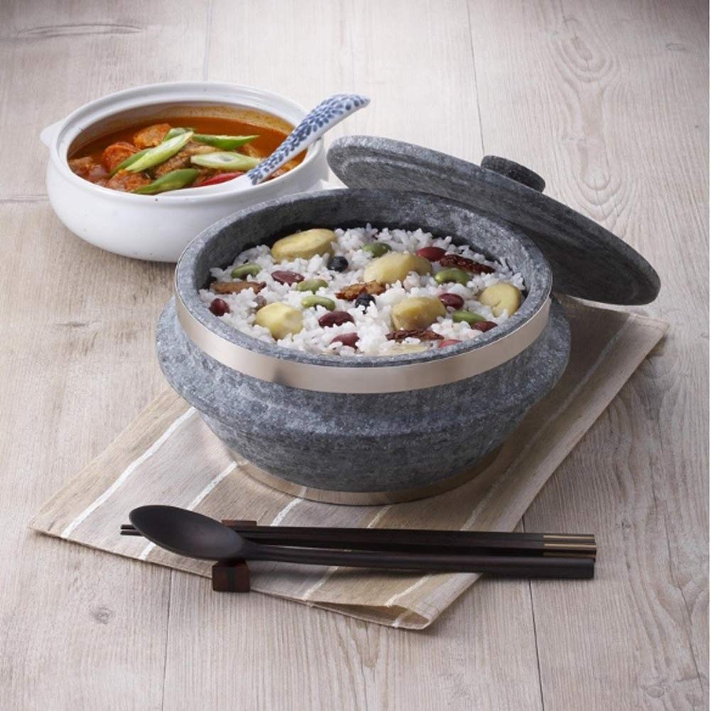 Gentle Prince Non-stic Traditional Stone Rice Cooker Cauldron Multi Cooker 18cm Nurungji,Crust of Overcooked Scorched Rice Korea for 2~3 people 7.1inch x 7.1inchx 3.5 inch