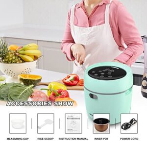 Mishcdea Smart Mini Rice Cooker 3 Cups Uncooked, One-Touch Small Rice Cooker 6 Cups Cooked, Personal Rice Multicooker Steamer With Non-Stick Inner Pot Delay Timer & Keep Warmer, For 1-2 People, Aqua