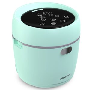 mishcdea small rice cooker 3-cup uncooked, mini rice cooker ceramic nonstick for 1-2 people, multi menus with smart touch screen, timer & warmer, for quinoa, oats and grains, aqua