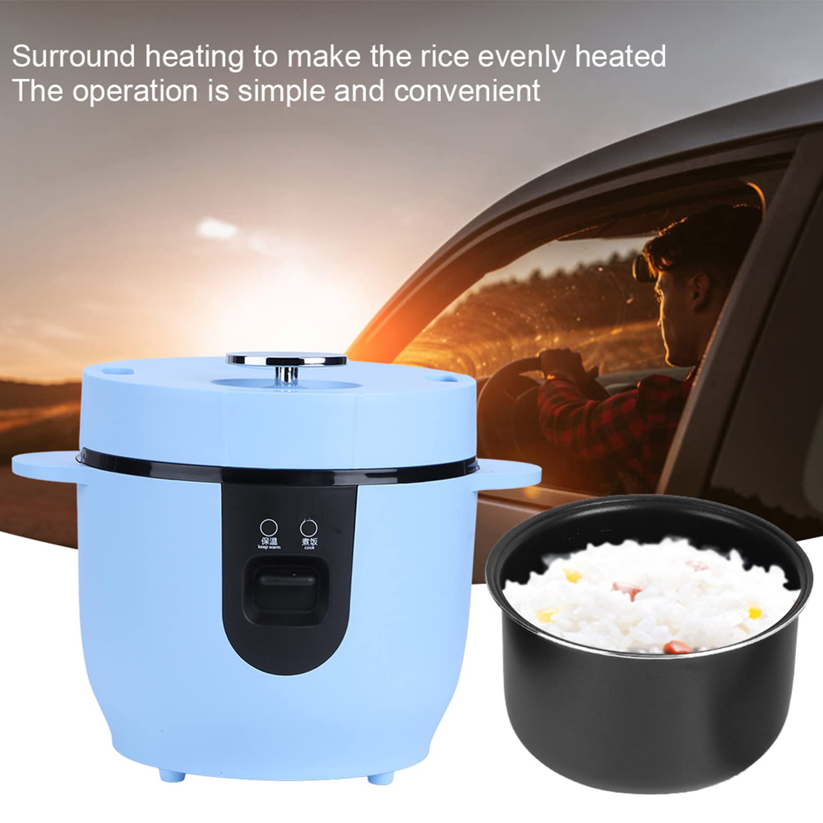 Electric Rice Cooker, 2L Car Rice Cooker Food Grade Portable Prevent Leakage for 24V Car