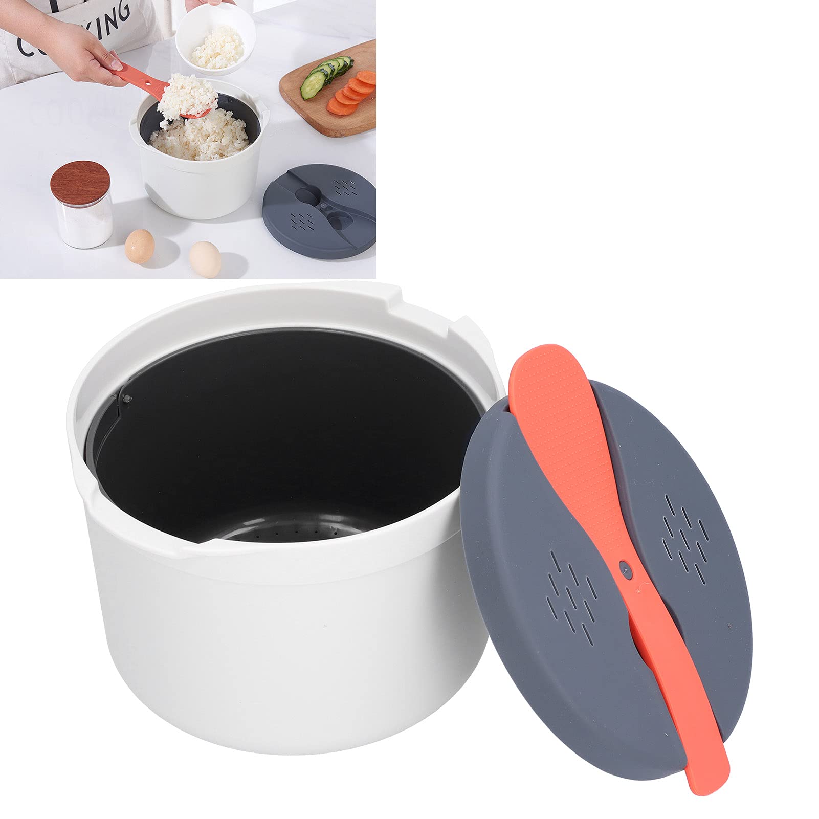 Kitchen Cookware, Rice Cooker Kitchen Supplies 2-Layer for Microwave Oven