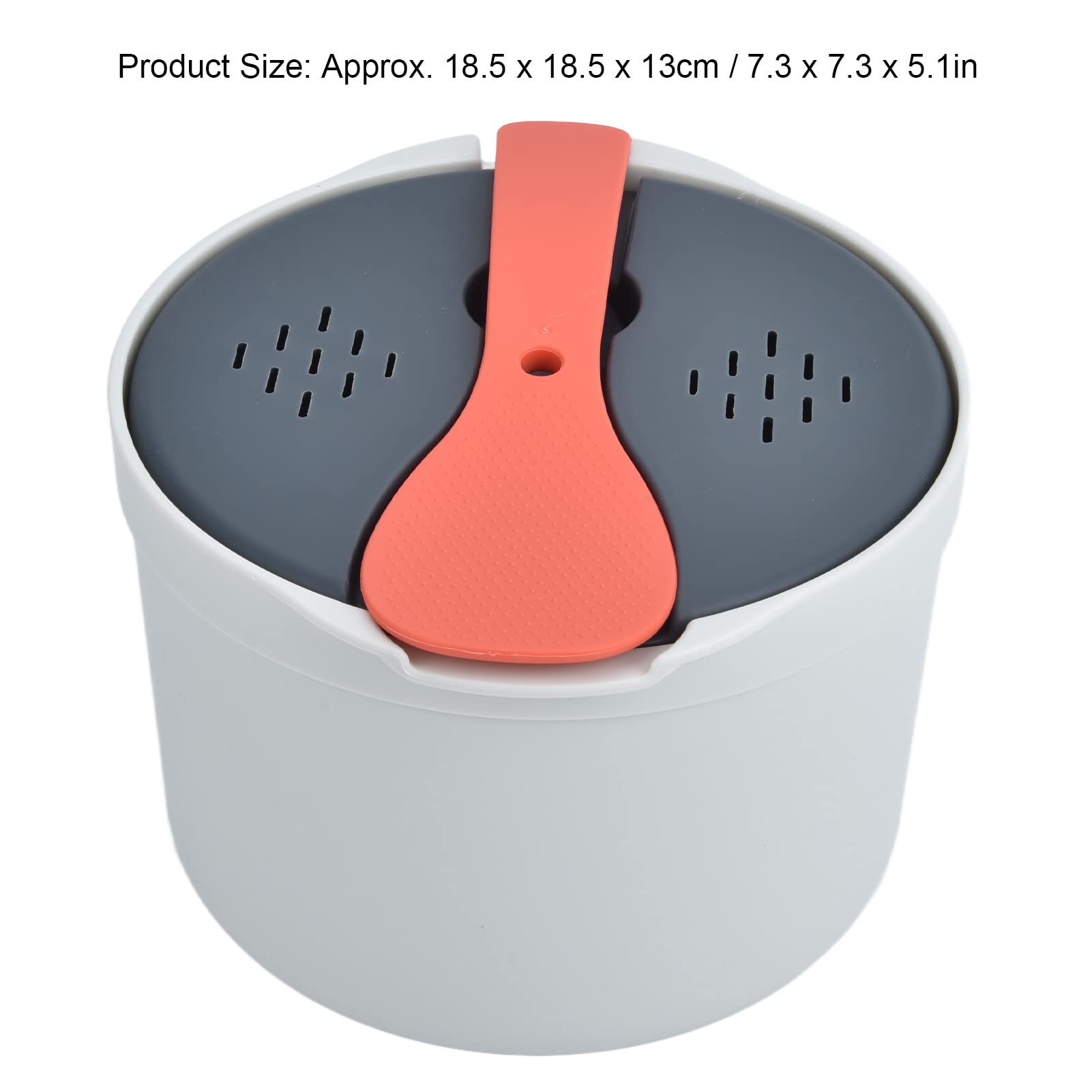 TOPINCN Microwave Rice Cooker 2L Food Grade PP Material Rice Spoon Lid Strainer Steaming Pot Rice Cooker Set (Orange)