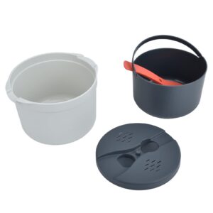 TOPINCN Microwave Rice Cooker 2L Food Grade PP Material Rice Spoon Lid Strainer Steaming Pot Rice Cooker Set (Orange)