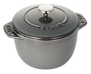 staub 40509-702 la cocotte de gohan, gray, s, 4.7 inches (12 cm), rice cooker, 1 cup, cast enamel, pot, rice cooker, authentic japanese product