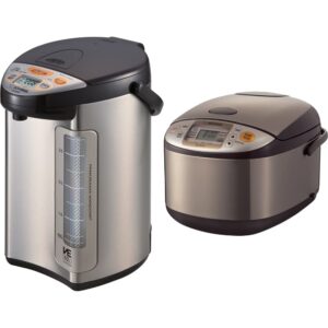 zojirushi 586361-cv-dcc40xt america corporation ve hybrid water boiler and warmer, 4-liter, stainless dark brown | zojirushi ns-tsc18 micom rice cooker and warmer, 10-cups