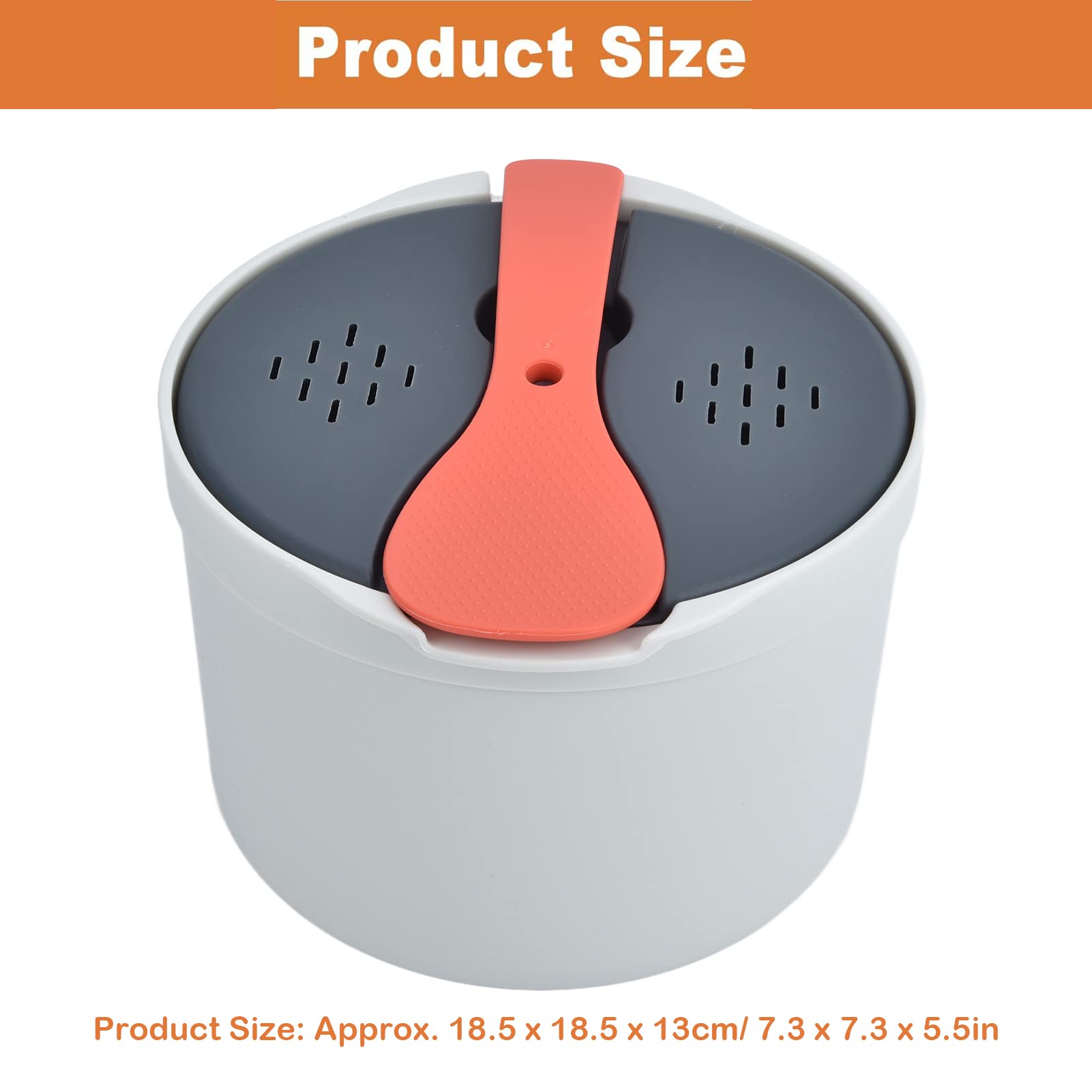 Microwave Rice Cooker Set, 2L Large Capacity Microwave Rice Cooker Steamer, Multifunctional Rice Spoon Lid Strainer Steaming Pot Rice Cooker for Home Kitchen Cooking