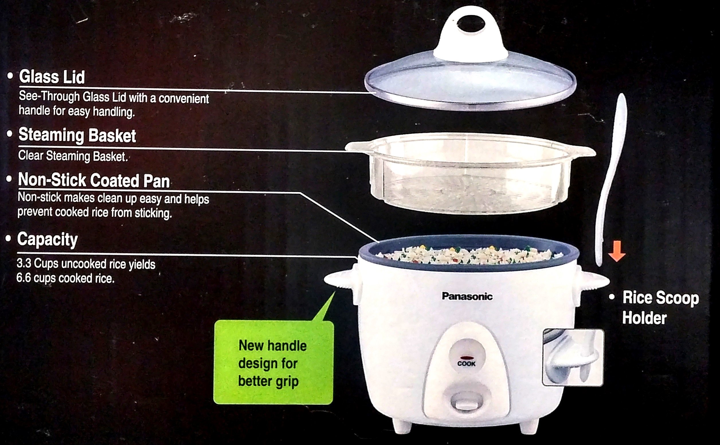 PANASONIC SR-G06FGEW Automatic Rice Cooker/Steamer (Color: White)