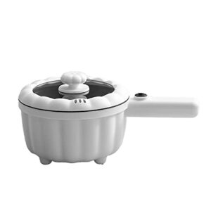 Kitchen Cooker, Electric Hot Pot Non Stick Pans Mini Ceramic Pot Personal Electric Skillet with Handles Lids for Steak Egg Fried Rice Ramen Oatmeal Soup (White)