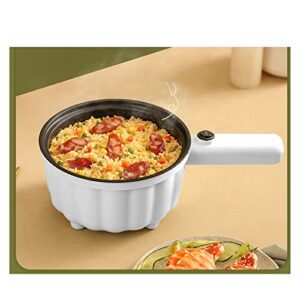 Kitchen Cooker, Electric Hot Pot Non Stick Pans Mini Ceramic Pot Personal Electric Skillet with Handles Lids for Steak Egg Fried Rice Ramen Oatmeal Soup (White)