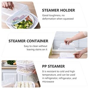 Rice Container Microwave Heating Microwave Cooker with Lid for Steaming Bread Bun Dumpling Fish Dumpling