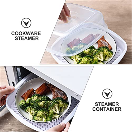 Rice Container Microwave Heating Microwave Cooker with Lid for Steaming Bread Bun Dumpling Fish Dumpling