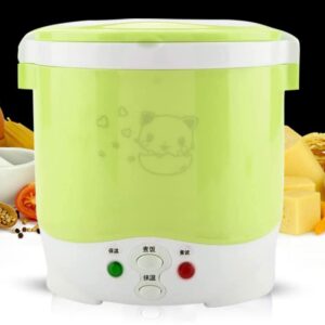 BALITY 24V 130W 1L Portable Multifunctional Electric Rice Cooker Food Steamer, Food Grade PP Mini Car Rice Cooker Travel Rice Cooker for 24V Trucks(Green)