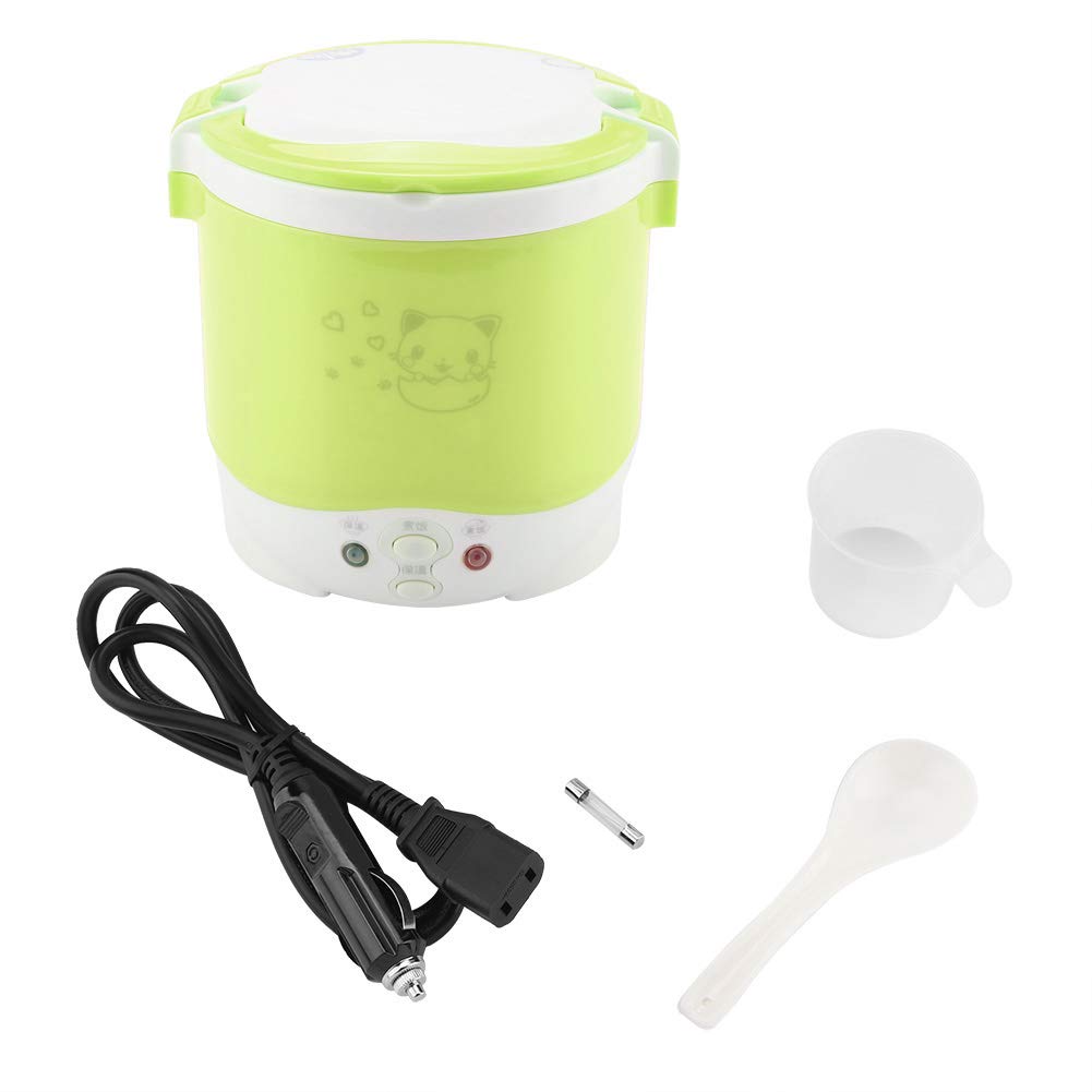 BALITY 24V 130W 1L Portable Multifunctional Electric Rice Cooker Food Steamer, Food Grade PP Mini Car Rice Cooker Travel Rice Cooker for 24V Trucks(Green)