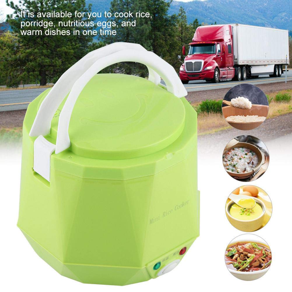 Electric Rice Cooker for Truck,24V 140W 1.6 L Electric Portable Multifunctional Rice Cooker Food Steamer for Home Truck(green)