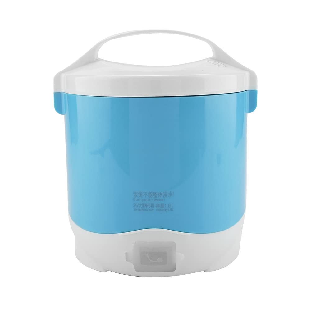 Shipenophy 24V 180W 1.6L Electric Portable Multifunctional Rice Cooker Food Steamer Multi Cooker Rice Grain Cooker for Cars Trucks (Blue)