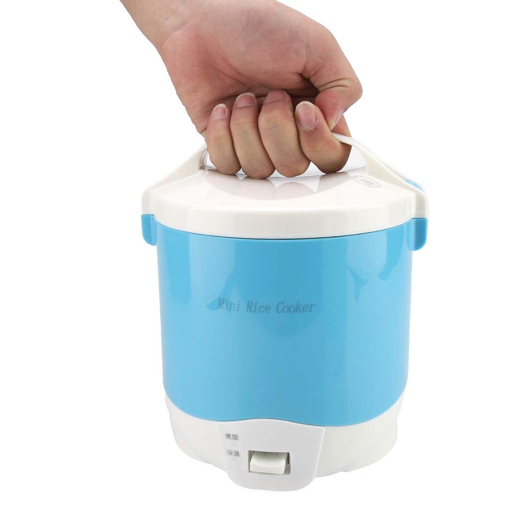 Shipenophy 24V 180W 1.6L Electric Portable Multifunctional Rice Cooker Food Steamer Multi Cooker Rice Grain Cooker for Cars Trucks (Blue)