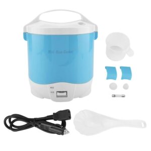 Shipenophy 24V 180W 1.6L Electric Portable Multifunctional Rice Cooker Food Steamer Multi Cooker Rice Grain Cooker for Cars Trucks (Blue)