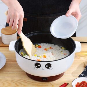 4-in-1 Multifunction Electric Skillet Non-Stick Stainless Steel Hot Pot Noodles Rice Cooker Soup Pot Portable Mini Heating Pan Cooking Fried (Diameter 20CM, 2.3L, Electric Skillet with Steam Grid)