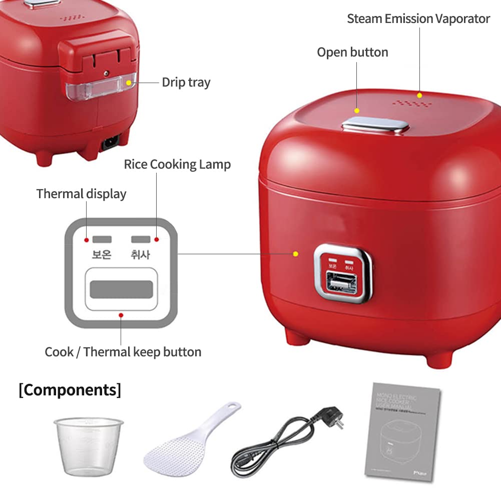 Rice Cooker For 3 People CUPS Steamer (Red)